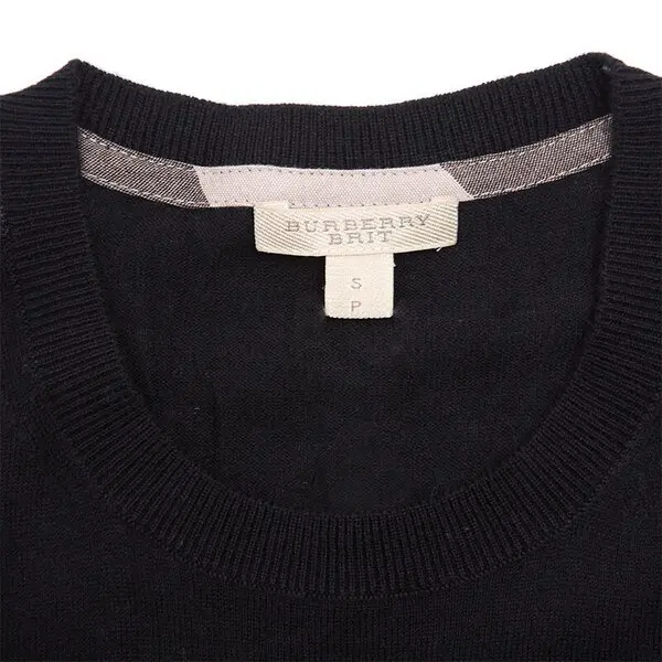 Burberry Round Neck Plaid Spliced Pullover