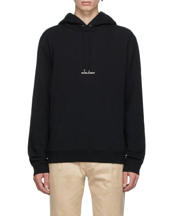 Saint Laurent Logo Printed Drawstring Hoodie
