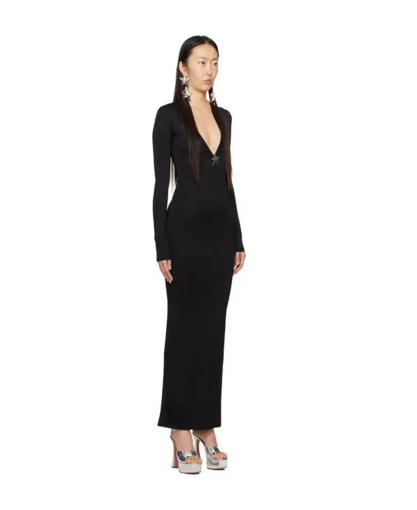 AREA V-neck Fine-ribbed Maxi Dress
