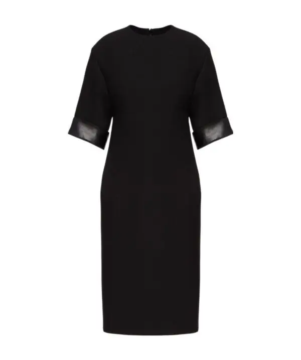Valentino Garavani Couture Leather Trim Shift Dress