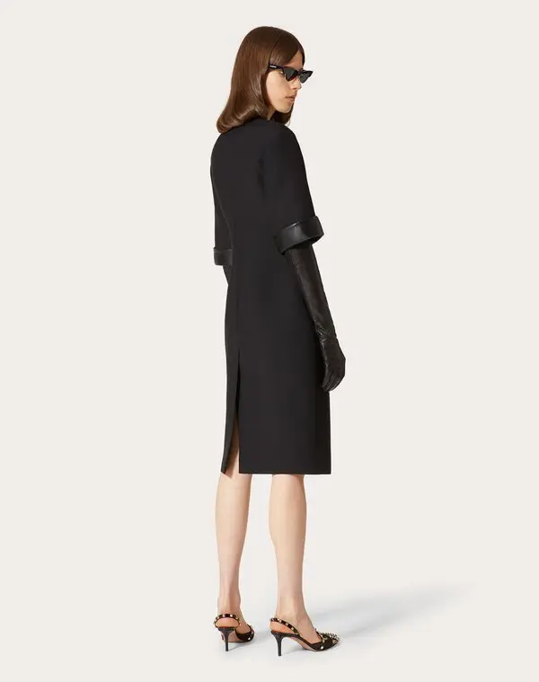 Valentino Garavani Couture Leather Trim Shift Dress