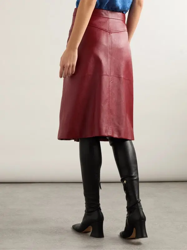 Chloé Knee-length Leather Skirt With Box Pleat And Zipper Pockets