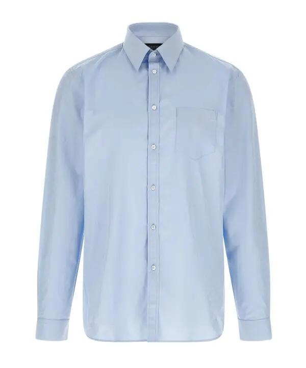 Gucci Collared Long-sleeve Poplin Shirt