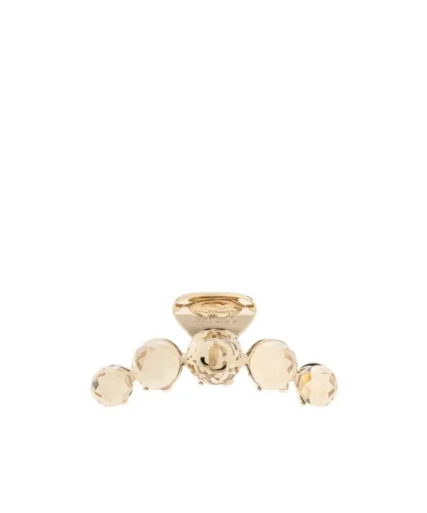 JIMMY CHOO Logo Detail Crystal Hair Clip - Nude