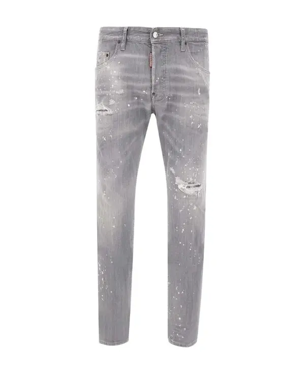 Dsquared2 Skater Distressed Paint-splatter Jeans - Gray
