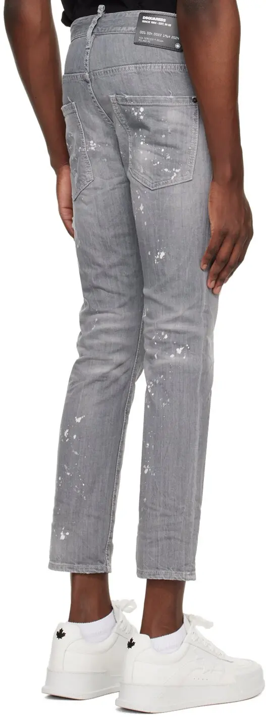 Dsquared2 Skater Distressed Paint-splatter Jeans - Gray