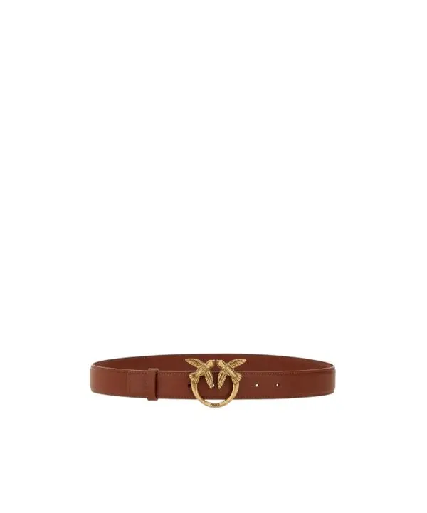 Pinko Love Birds Leather Belt - Brown