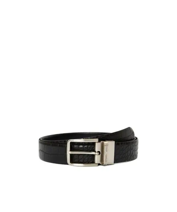 Giorgio Armani Embossed Leather Belt - Black