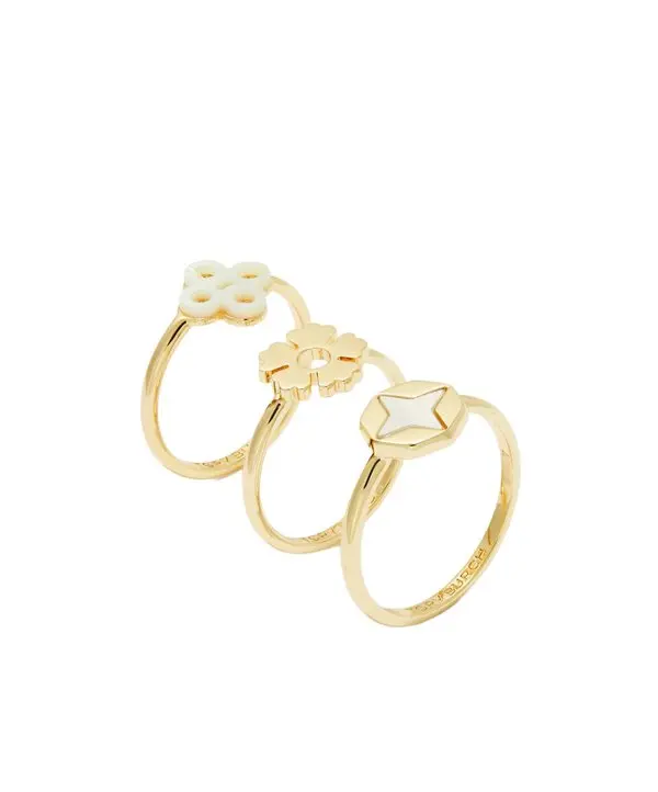 Tory Burch Embellished Ring Set With Mother Of Pearl Details - Tory Gold / Mother Of Pearl
