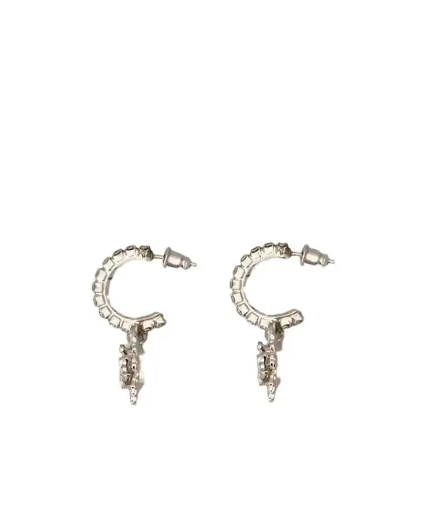 ROGER VIVIER Crystal Flower Pendant Earrings With Safety Pin Clasp