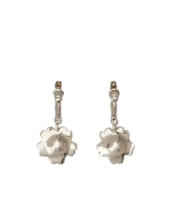 ROGER VIVIER Crystal Flower Pendant Earrings With Safety Pin Clasp