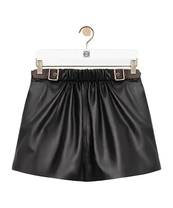 Loewe Belted Leather Skirt - Black