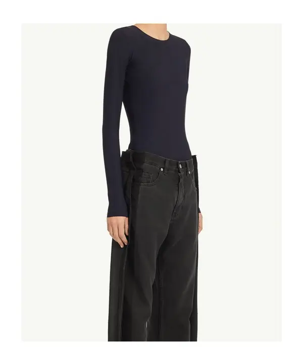 MAISON MARGIELA Long Sleeve Crewneck Bodysuit With Number Graphic - Black