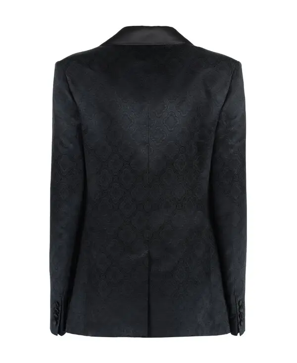 Etro Patterned Jacquard Double-breasted Blazer - Black