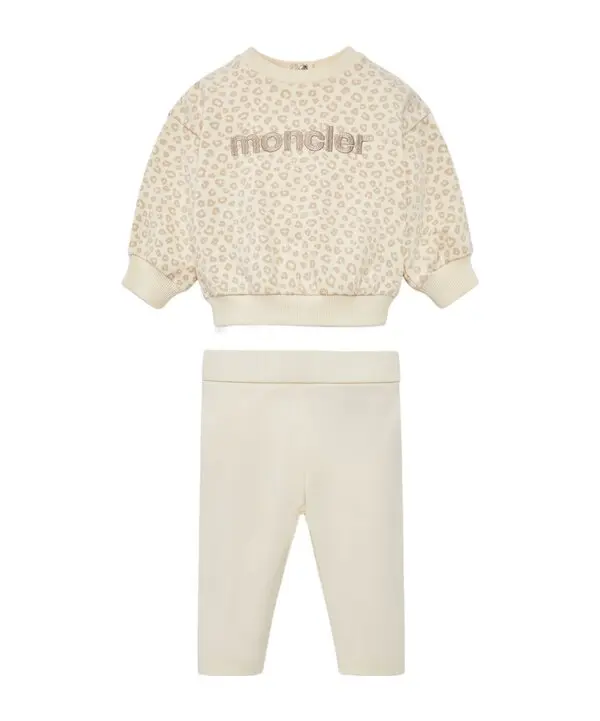 Moncler Animal Print Long-sleeved Track Suit - White Ivory