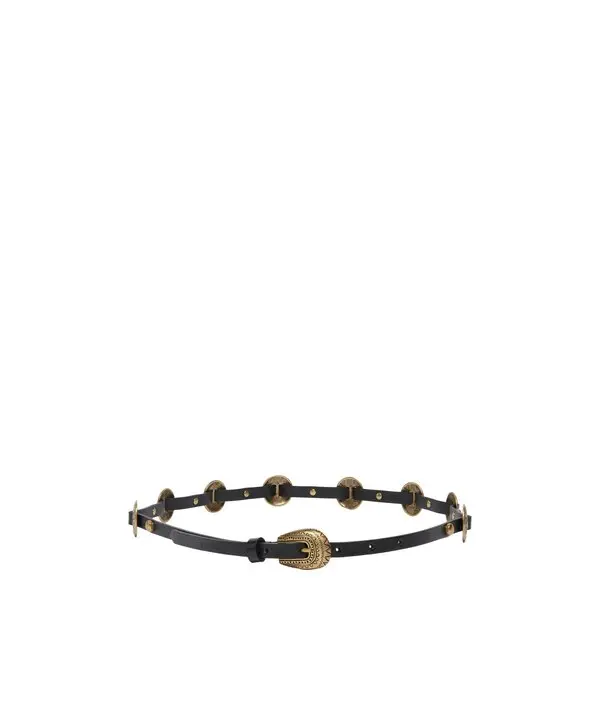 Pinko Decorative Buckled Leather Belt - Black