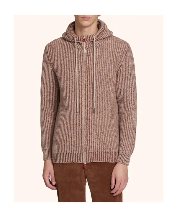 Kiton Cashmere Knitted Cardigan With Hood - Brown