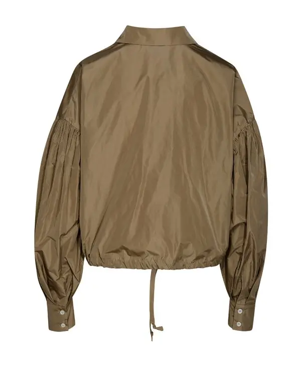 MSGM Drawstring-hem Puff-sleeved Shirt - Brown