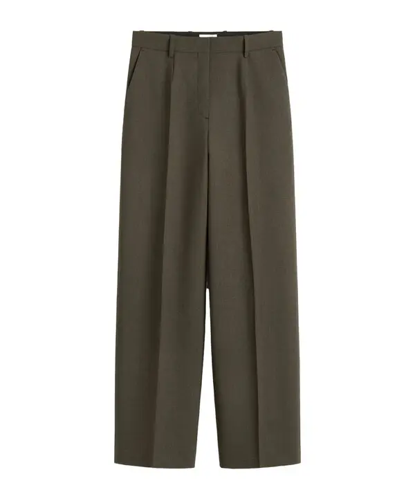 TOTEME Wide Tailored Trousers In Forest - Black