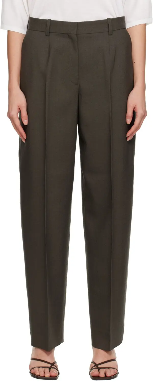 TOTEME Wide Tailored Trousers In Forest - Black
