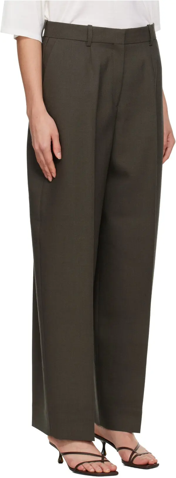 TOTEME Wide Tailored Trousers In Forest - Black