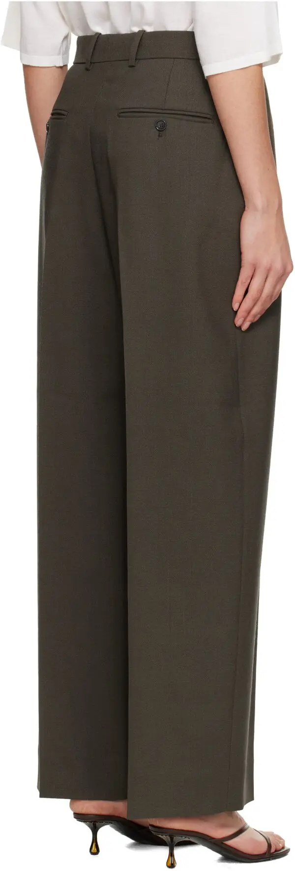 TOTEME Wide Tailored Trousers In Forest - Black