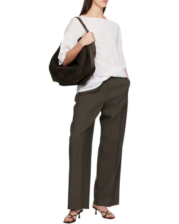 TOTEME Wide Tailored Trousers In Forest - Black