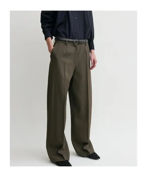 TOTEME Wide Tailored Trousers In Forest - Black