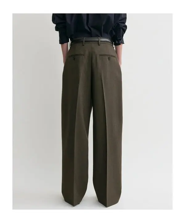 TOTEME Wide Tailored Trousers In Forest - Black