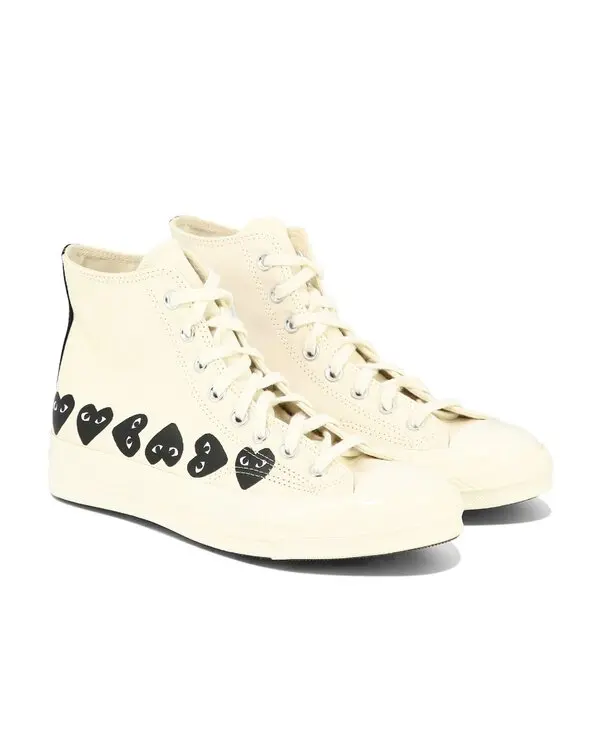 Play Comme Des Garcon High-top Sneakers With Heart Print - White