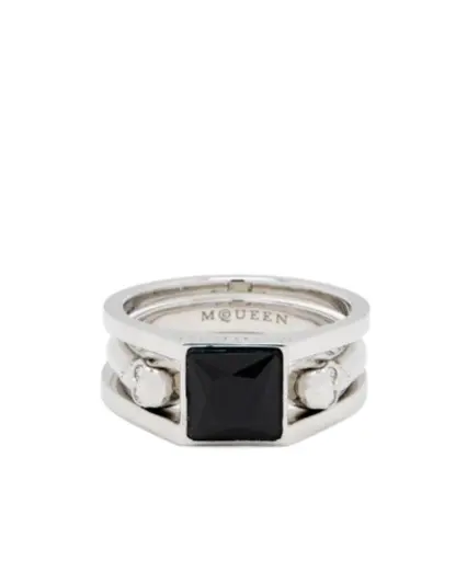 Alexander McQueen Twin Skull Ring - Palladium