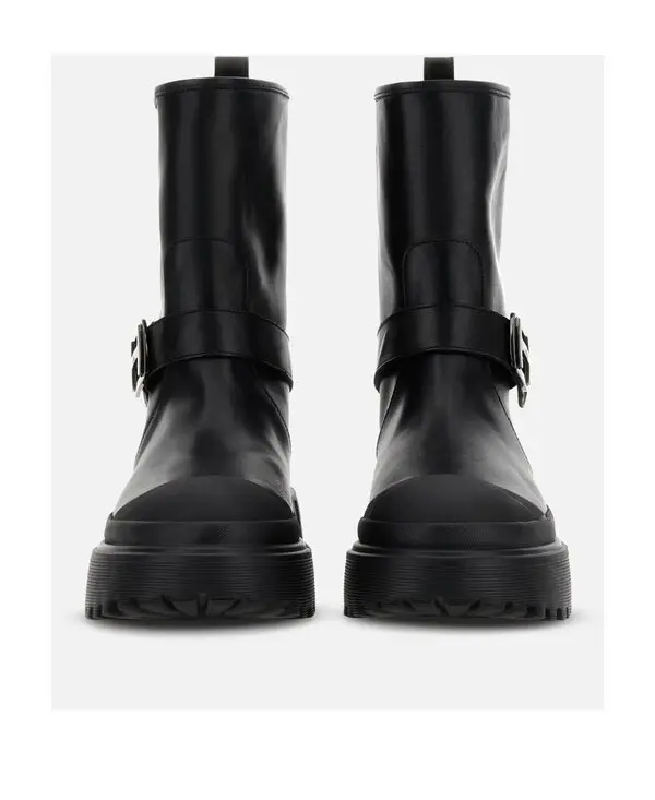 Hogan Logo Buckled Round-toe Boots