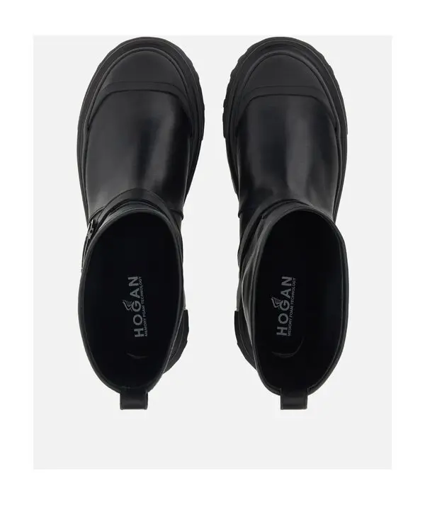 Hogan Logo Buckled Round-toe Boots