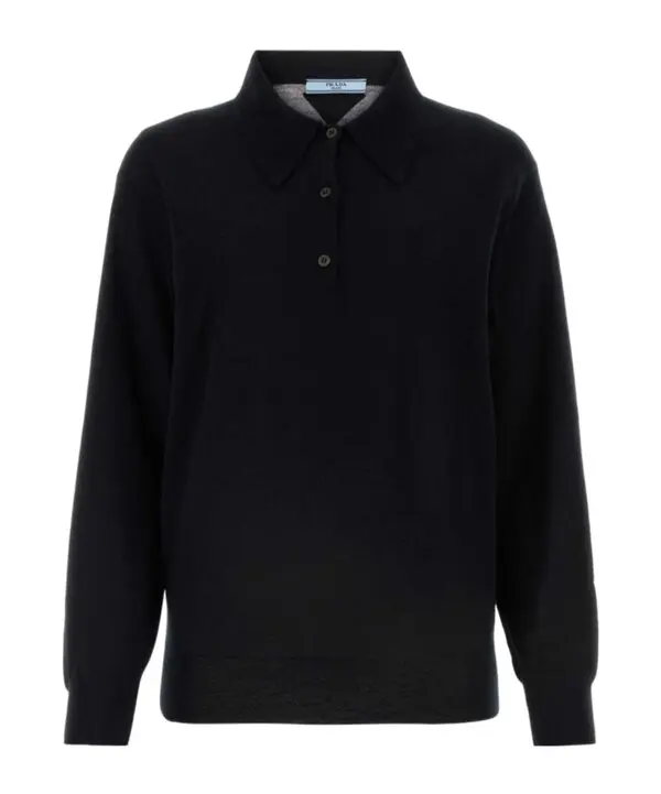 Prada Long-sleeved Knitted Polo Shirt