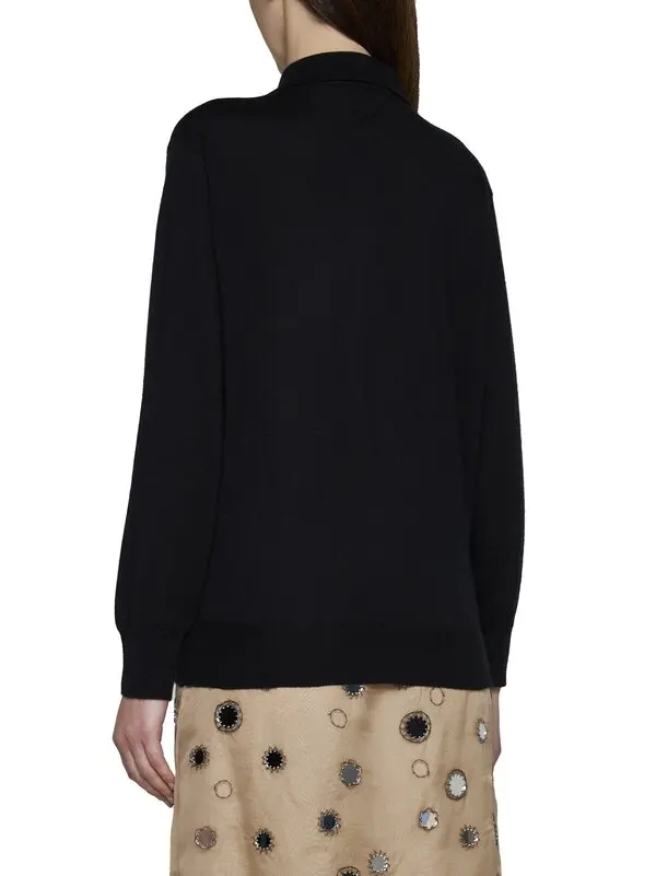 Prada Long-sleeved Knitted Polo Shirt - Black