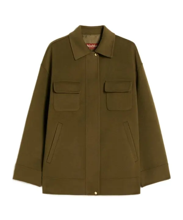 Max Mara Disco Long-sleeve Coat With Removable Vest - Khaki