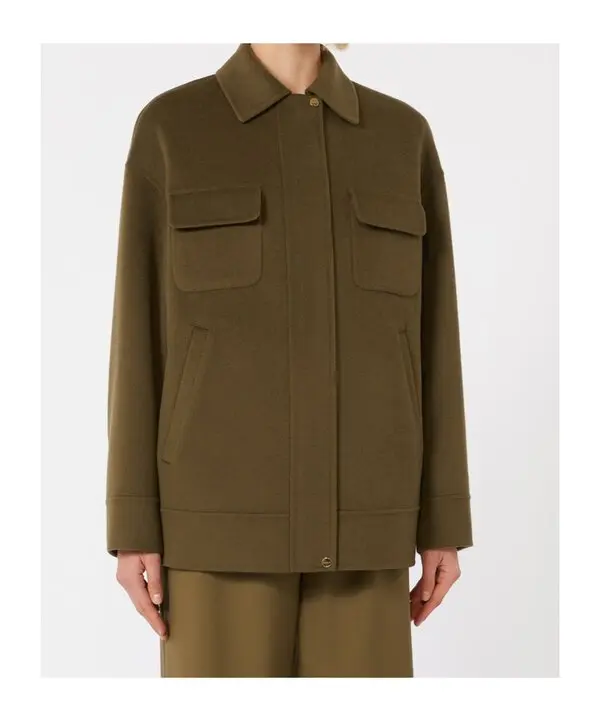 Max Mara Disco Long-sleeve Coat With Removable Vest - Khaki