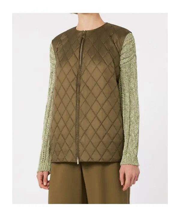 Max Mara Disco Long-sleeve Coat With Removable Vest - Khaki