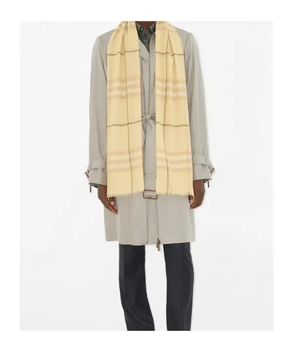 Burberry Wide Check Scarf - Buff