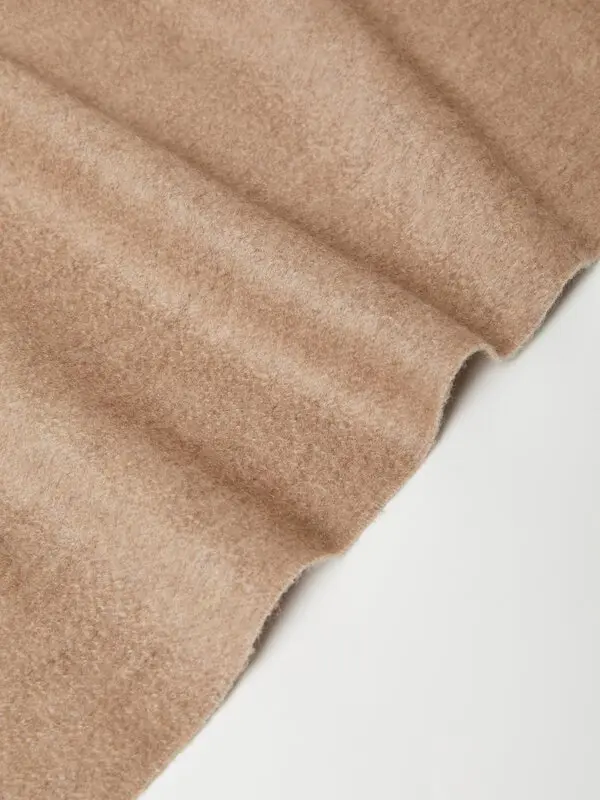 Max Mara Logo Embroidered Fringed Scarf - Nude