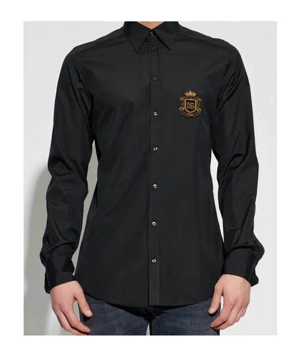 Dolce & Gabbana Dolce Gabbana Martini Heraldic Patch Shirt - Black