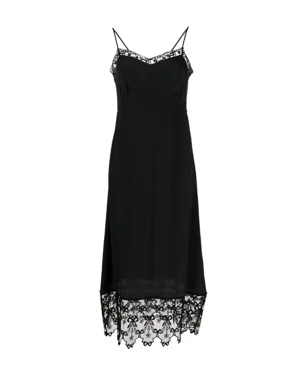 Simone Rocha Lace Trim V-neck Midi Dress