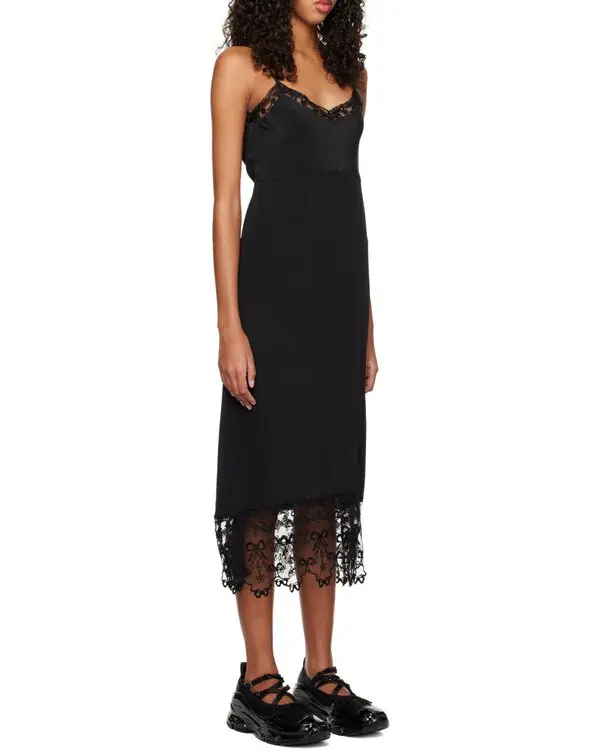Simone Rocha Lace Trim V-neck Midi Dress