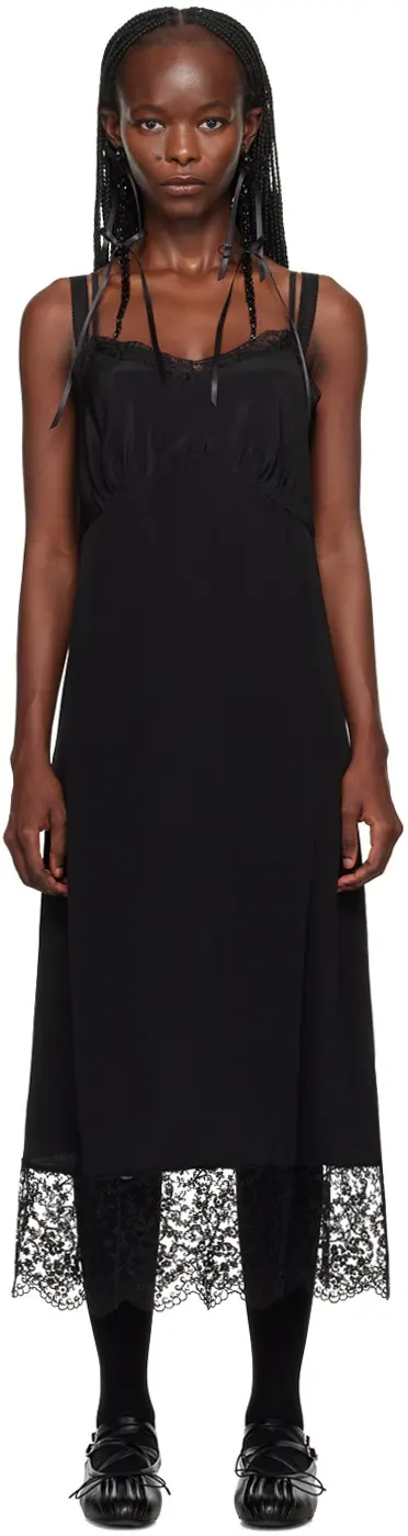 Simone Rocha Lace Trim V-neck Midi Dress