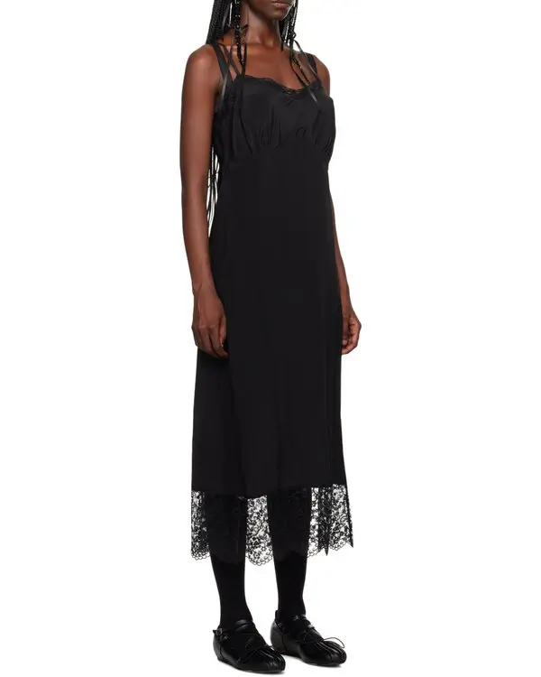 Simone Rocha Lace Trim V-neck Midi Dress