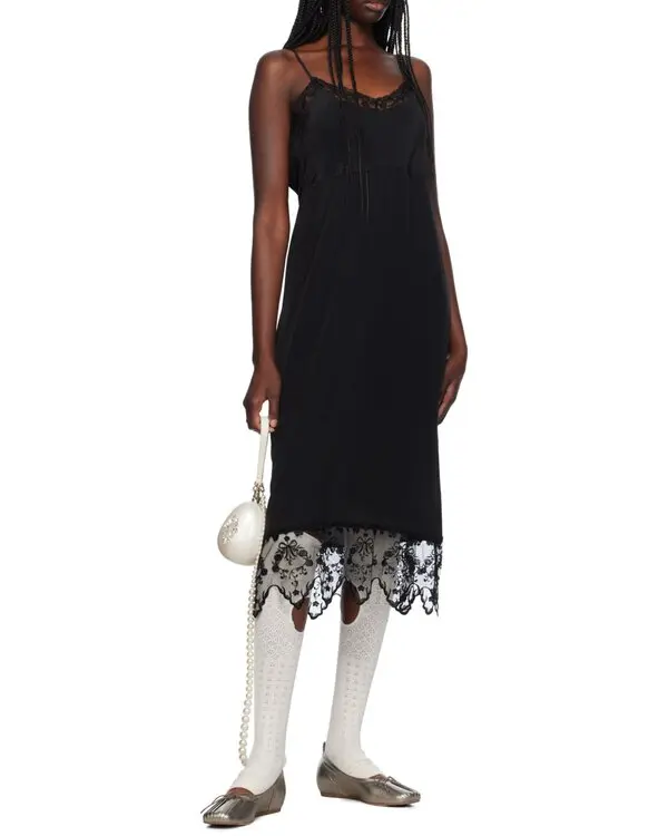 Simone Rocha Lace Trim V-neck Midi Dress