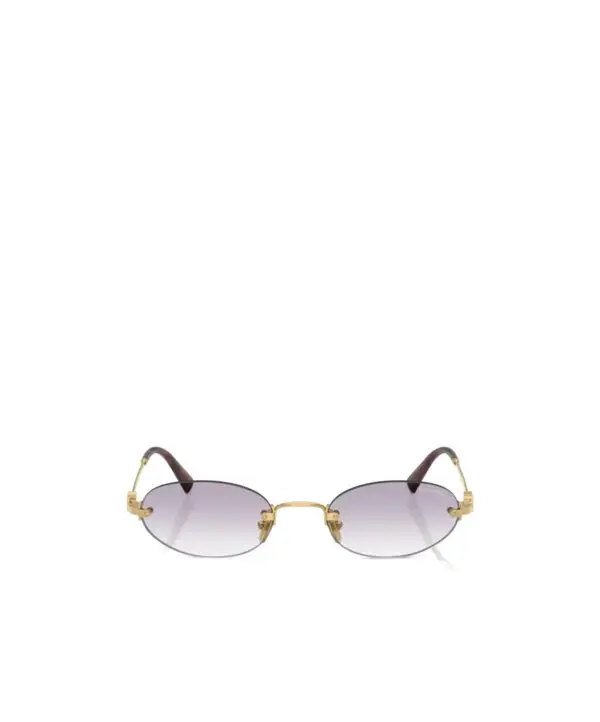 Miu Miu Oval Frame Sunglasses - Gold