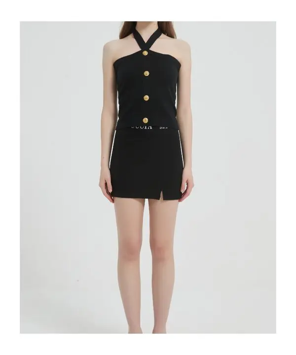 Marissa Chiara Halter Neck Button-up Top