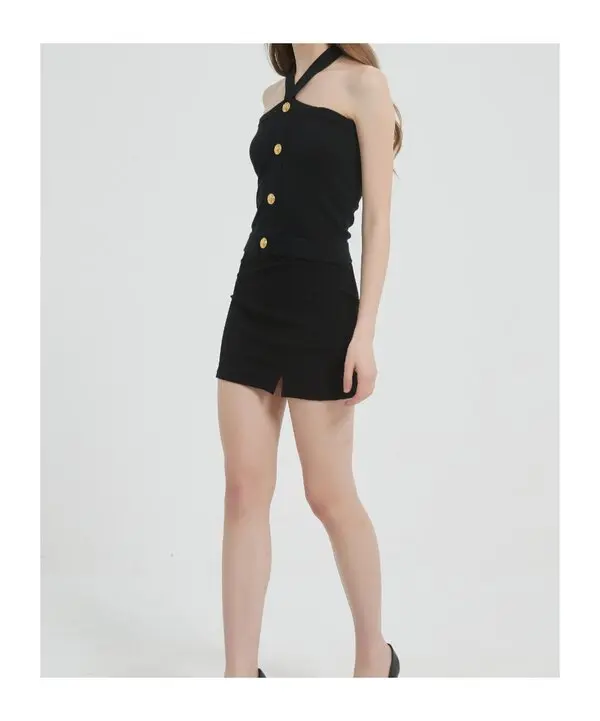 Marissa Chiara Halter Neck Button-up Top