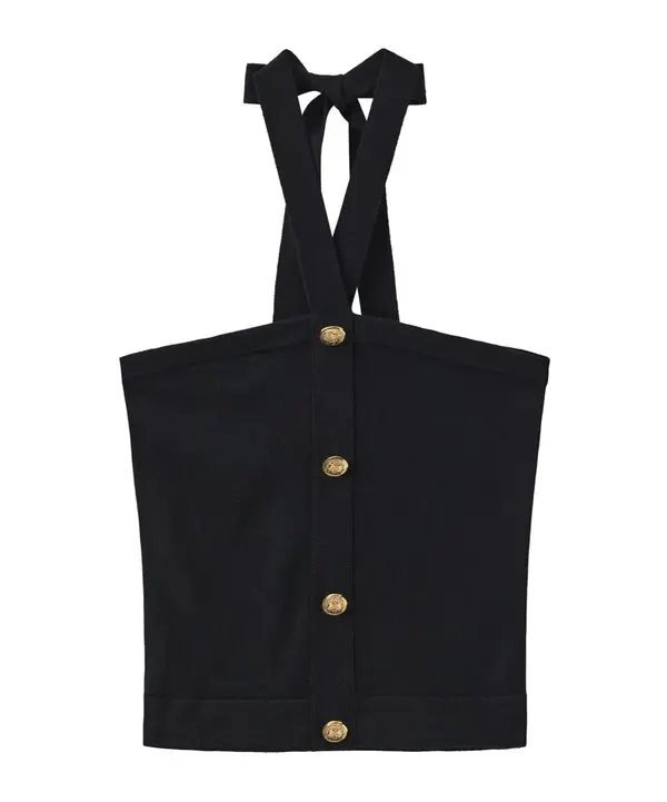 Marissa Chiara Halter Neck Button-up Top - Black